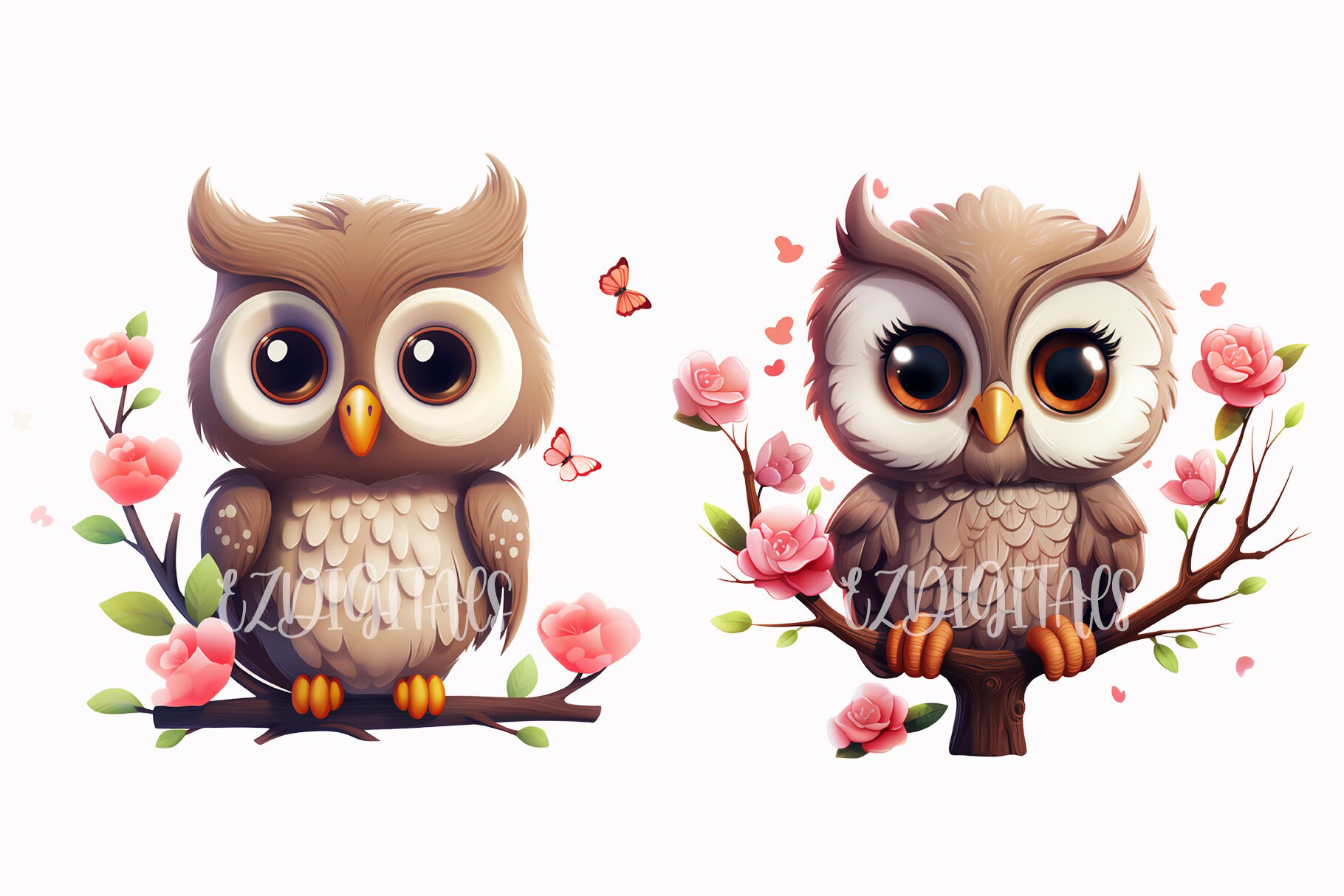 Whimsical Owl Clip Art Collection 11 Transparent Pngs With - Etsy