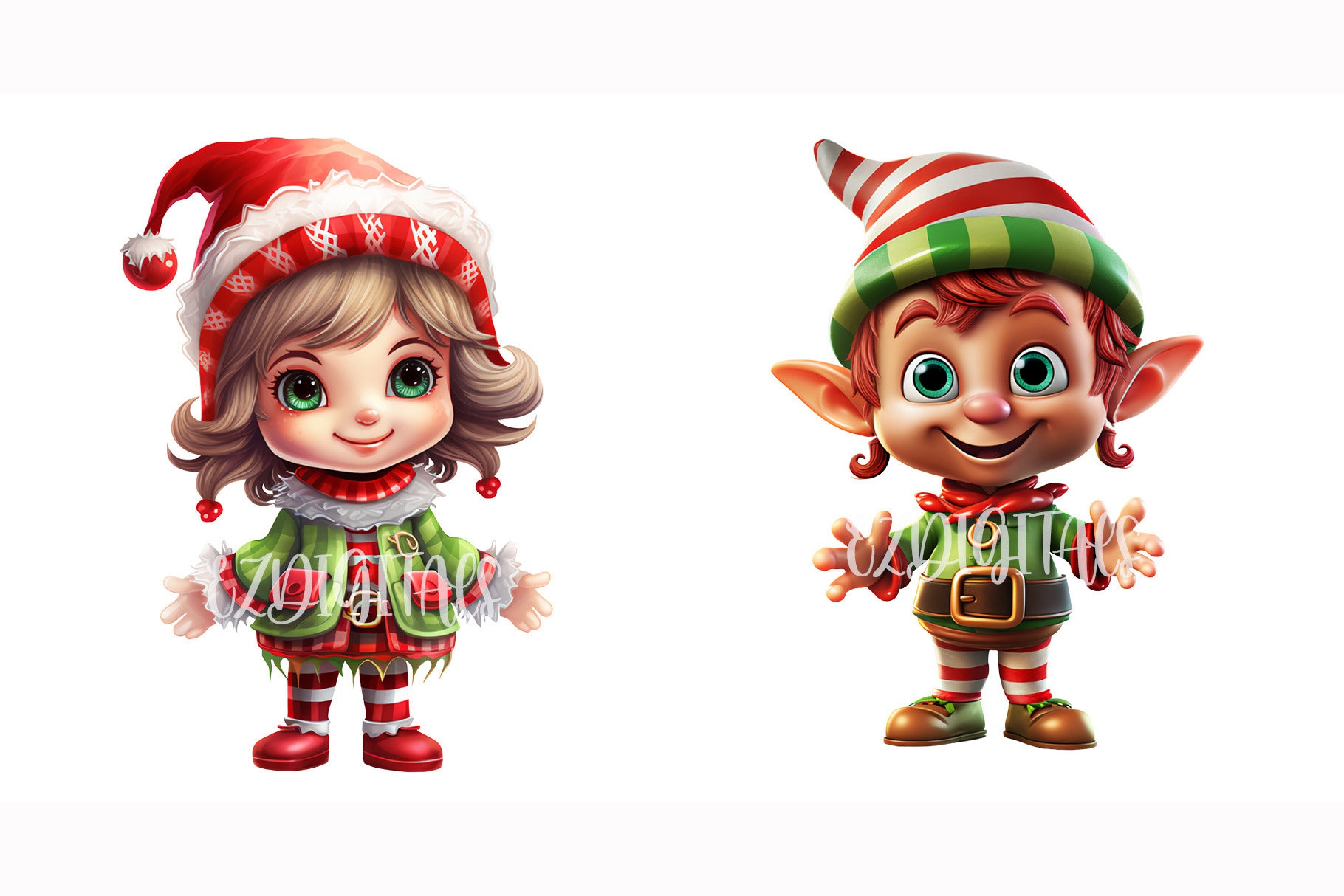 Christmas Elf Clip Art Collection - 12 Transparent Pngs With Cute ...
