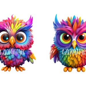 Rainbow Owl Clipart - Cartoon Owls - Transparent PNG - Set of 20 ...