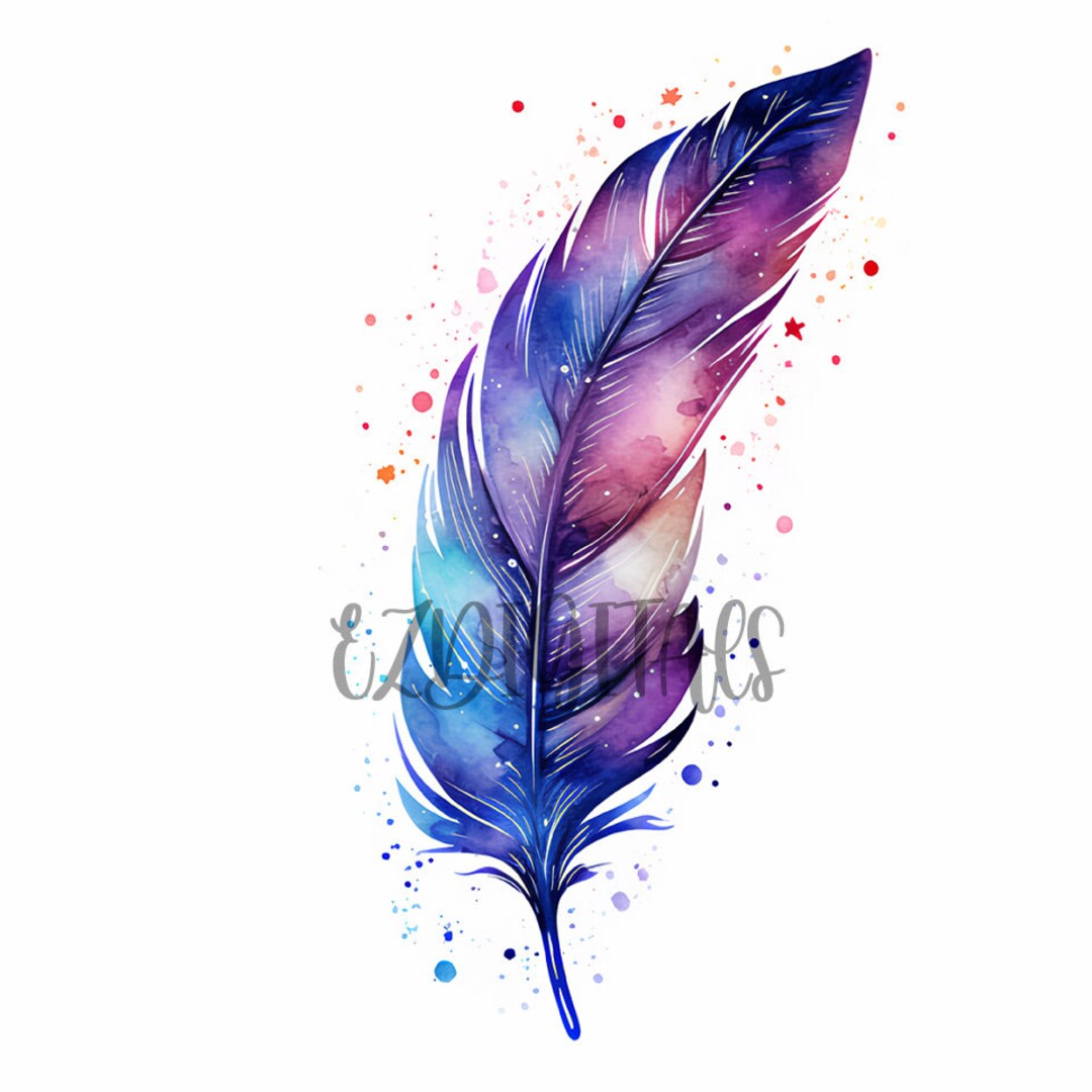 Watercolour Galaxy Feather Printable - Fantasy Feather Printables - 12 ...