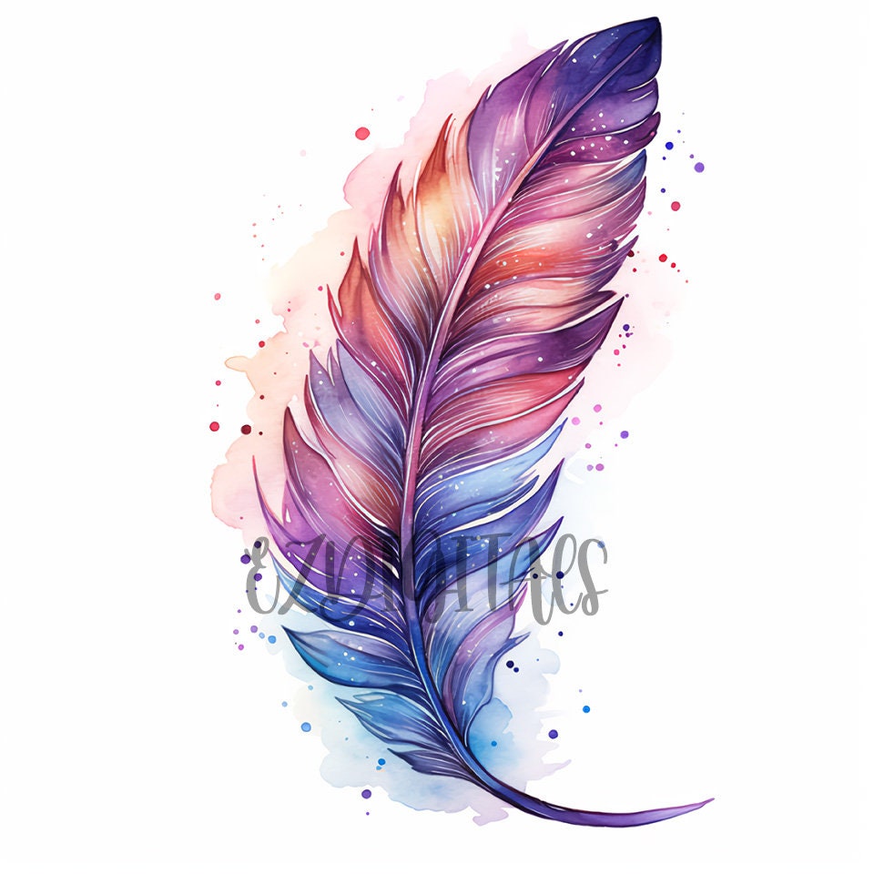 Watercolour Galaxy Feather Printable Fantasy Feather Printables 12 High ...