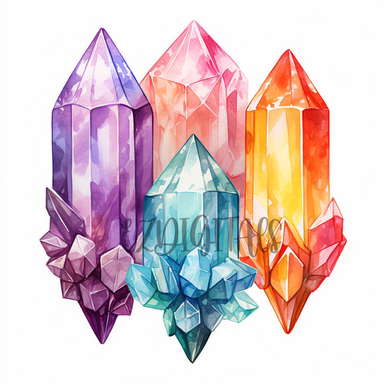 Watercolour Galaxy Crystals Printable - Set of 8 Unique & Enchanting ...