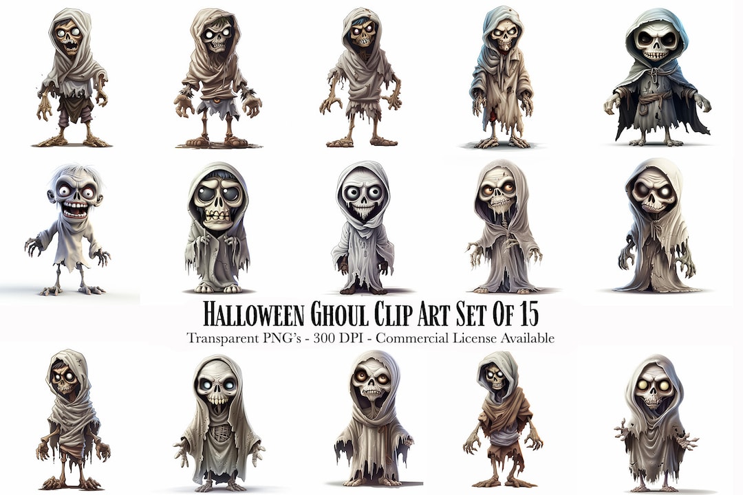 Scary Ghoul Halloween Clipart Pack - 15 Spooky Pngs - Transparent ...