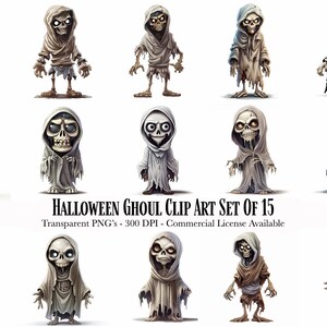 Scary Ghoul Halloween Clipart Pack - 15 Spooky Pngs - Transparent ...