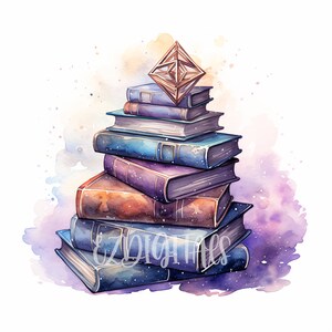 Watercolour Galaxy Book Set Printable - Fantasy Book Stack Printables ...