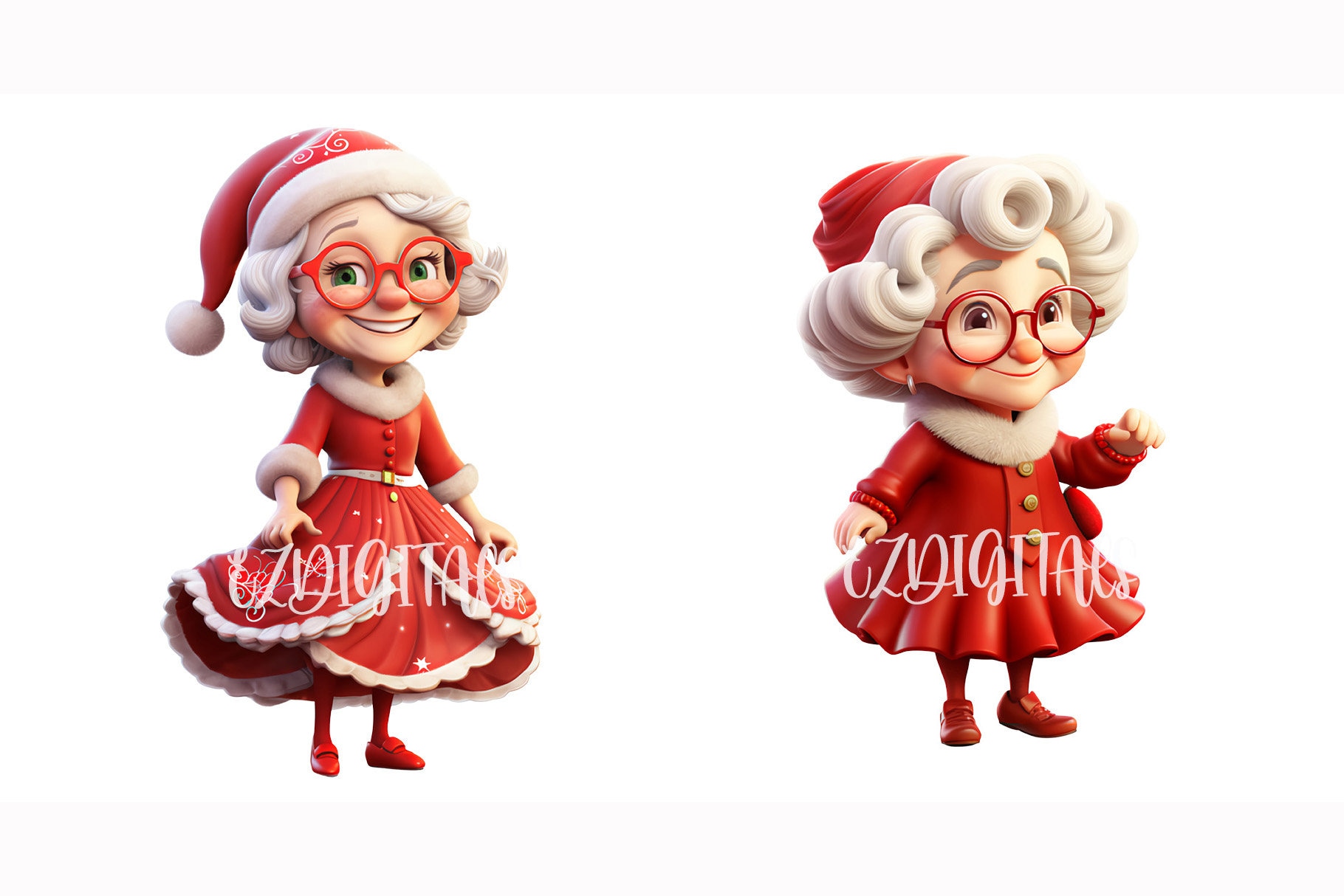 Christmas Mrs. Clause Clip Art Collection - 12 Transparent Pngs With ...