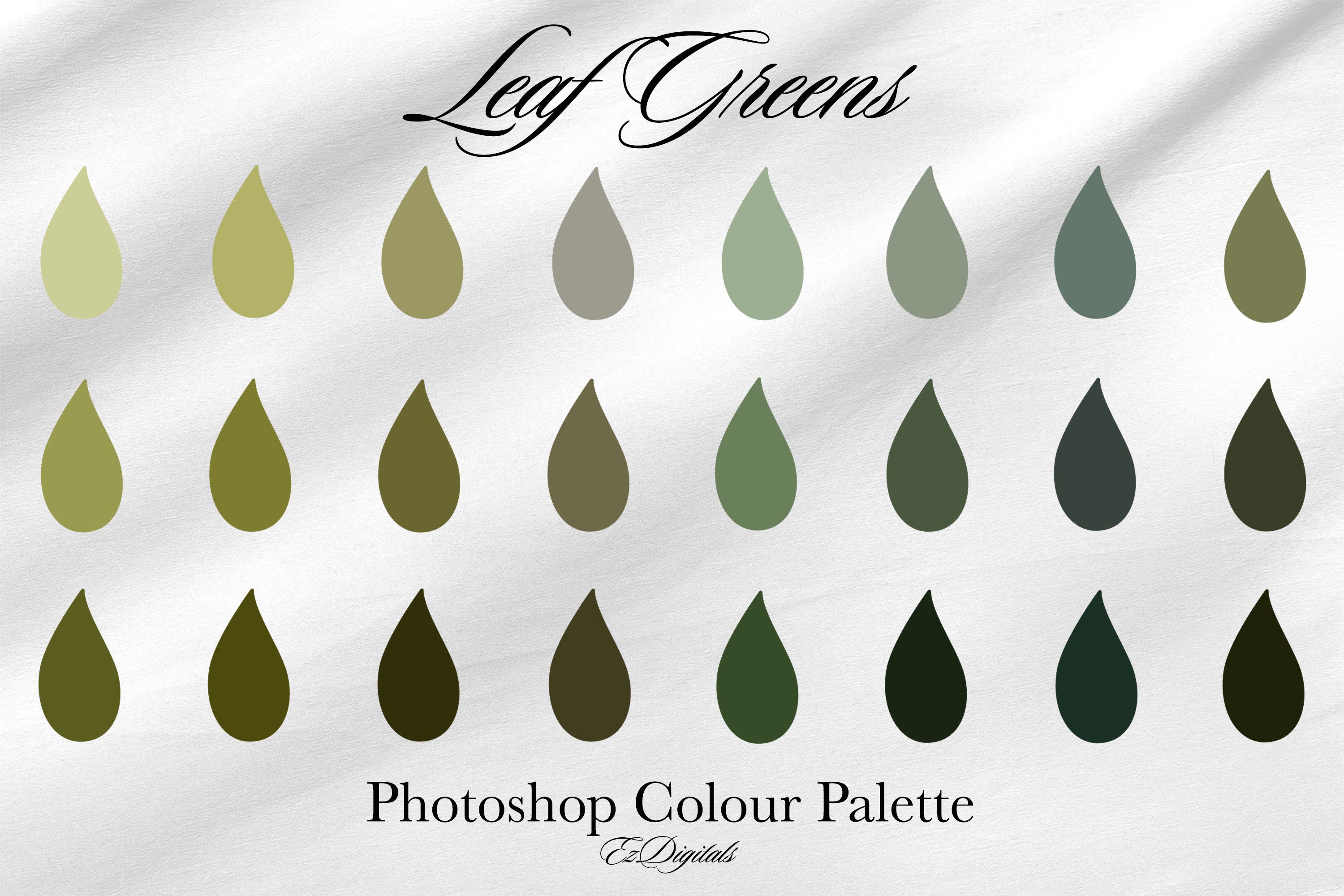 Photoshop Colour Swatches, Leaf Green Colour Palette, Digital Art ...