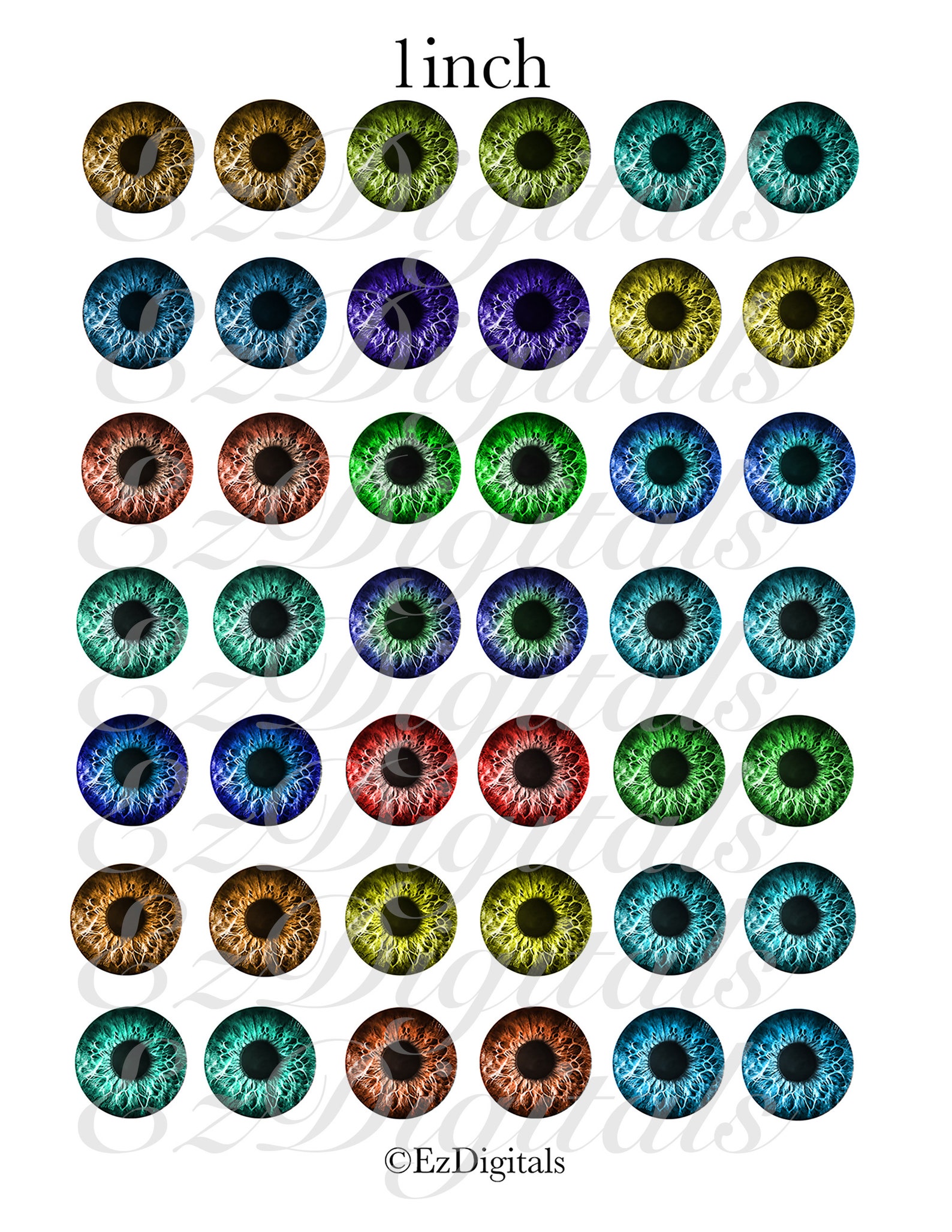 Eye Iris Circle Collage Sheet Printable Digital Download - Etsy