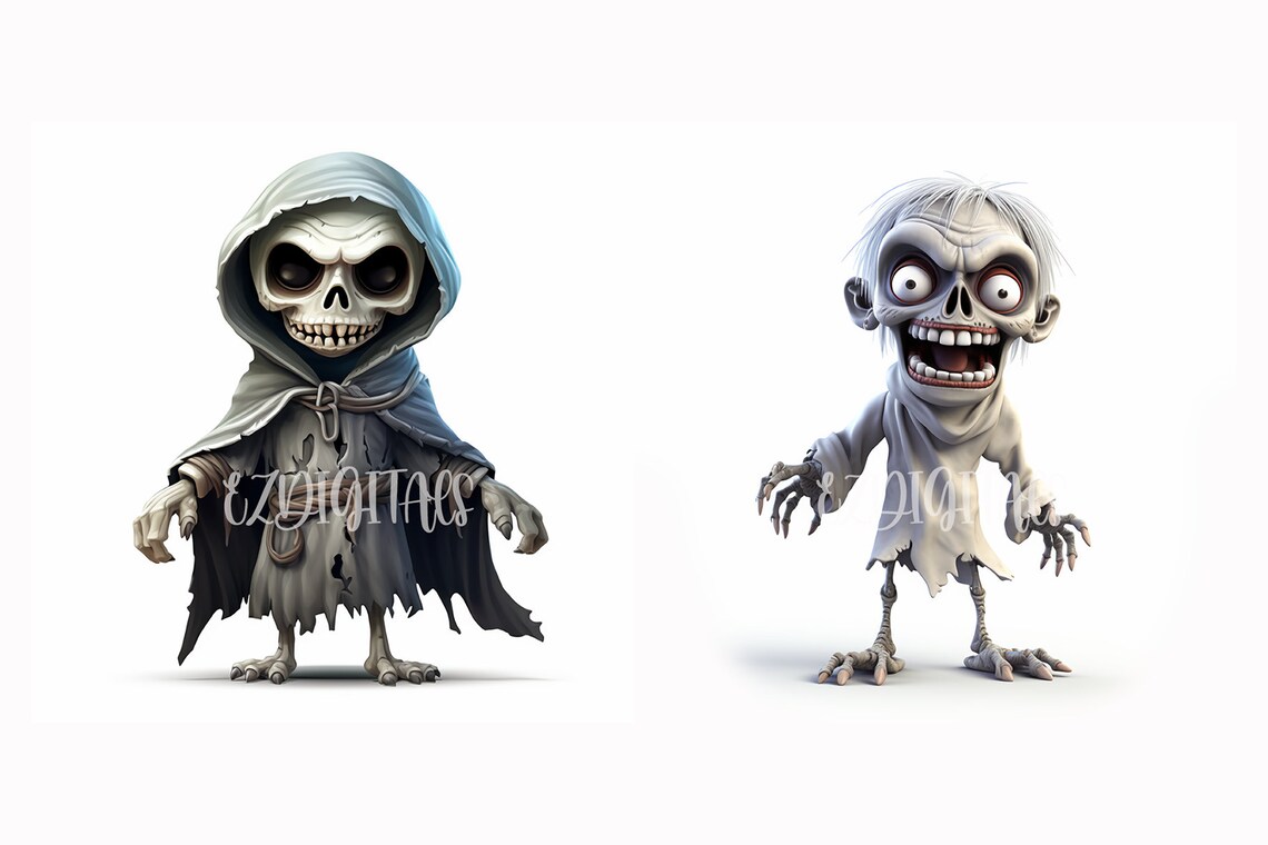 Scary Ghoul Halloween Clipart Pack - 15 Spooky Pngs - Transparent ...