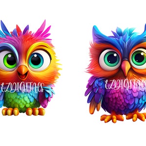 Rainbow Owl Clipart - Cartoon Owls - Transparent PNG - Set of 20 ...