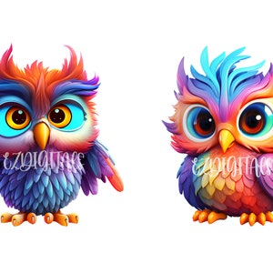 Rainbow Owl Clipart - Cartoon Owls - Transparent PNG - Set of 20 ...