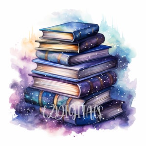 Watercolour Galaxy Book Set Printable - Fantasy Book Stack Printables ...