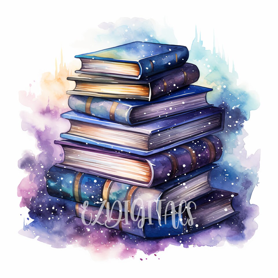 Watercolour Galaxy Book Set Printable - Fantasy Book Stack Printables ...