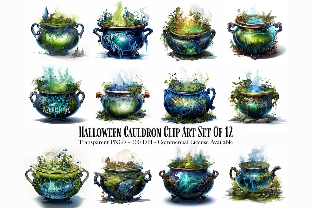 Halloween Cauldron Illustration Clipart - 12 High Quality Pngs ...