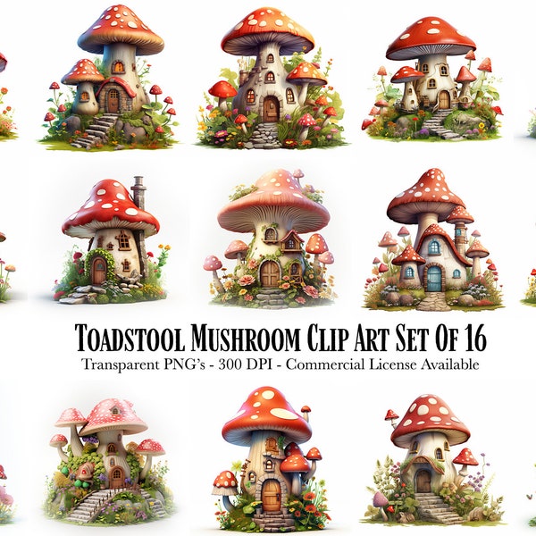 Toadstool Clip Art - Etsy