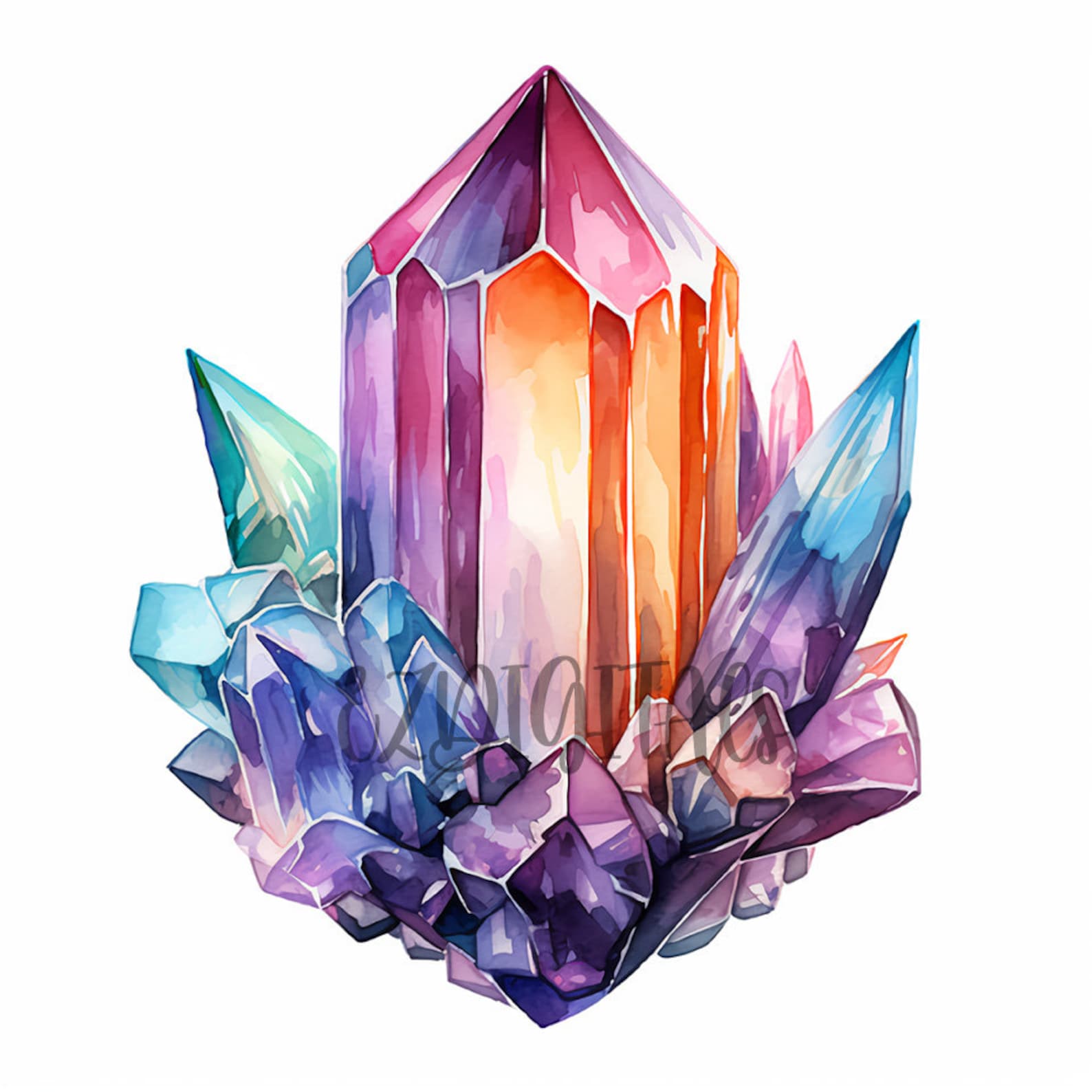 Watercolour Galaxy Crystals Printable - Set of 8 Unique & Enchanting ...