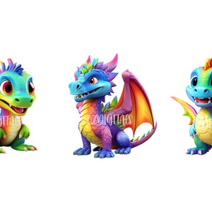 Rainbow Dragon Clipart - Set of 20 Premium Clipart Files for Digital ...