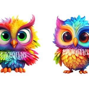Rainbow Owl Clipart - Cartoon Owls - Transparent PNG - Set of 20 ...