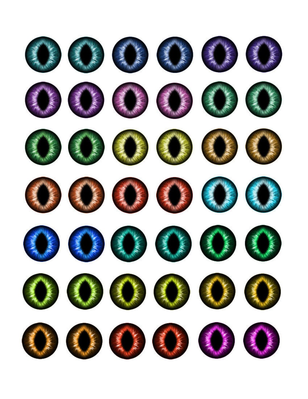 Creature Eyes Collage Sheet, Dragon Eyes, Cat Eyes, Cabochon Bottle Cap ...