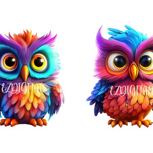Rainbow Owl Clipart - Cartoon Owls - Transparent PNG - Set of 20 ...