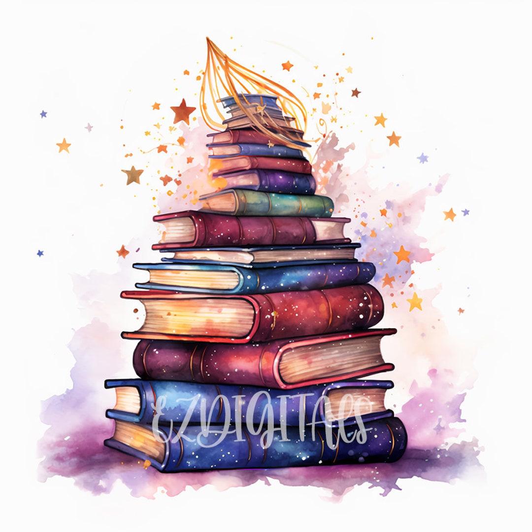 Watercolour Galaxy Book Set Printable - Fantasy Book Stack Printables ...