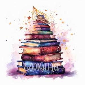 Watercolour Galaxy Book Set Printable - Fantasy Book Stack Printables ...