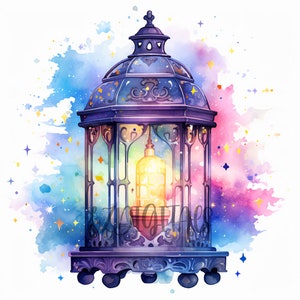 Magical Fantasy Lantern Printables - Watercolour Galaxy Art Set ...