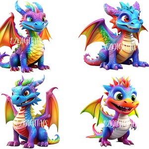 Rainbow Dragon Clipart - Set of 20 Premium Clipart Files for Digital ...