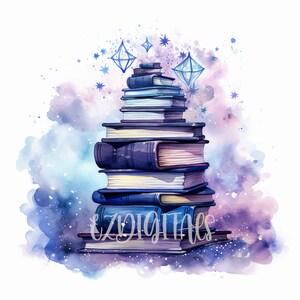 Watercolour Galaxy Book Set Printable - Fantasy Book Stack Printables ...