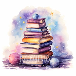 Watercolour Galaxy Book Set Printable - Fantasy Book Stack Printables ...