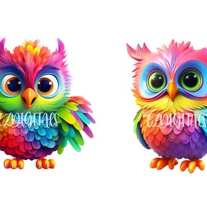 Rainbow Owl Clipart - Cartoon Owls - Transparent PNG - Set of 20 ...