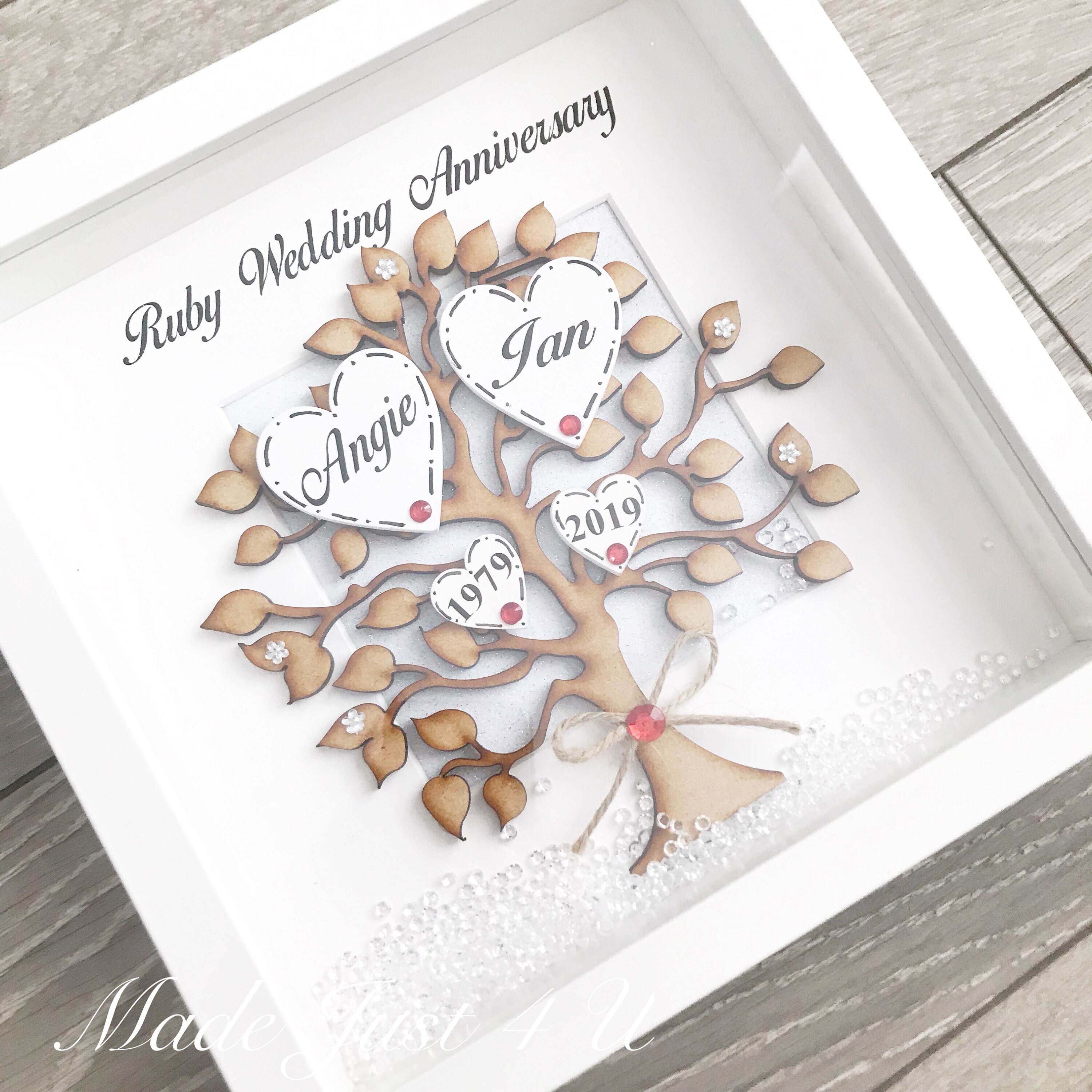 Personalised Message 40th Ruby Wedding Anniversary Family Tree - Etsy UK