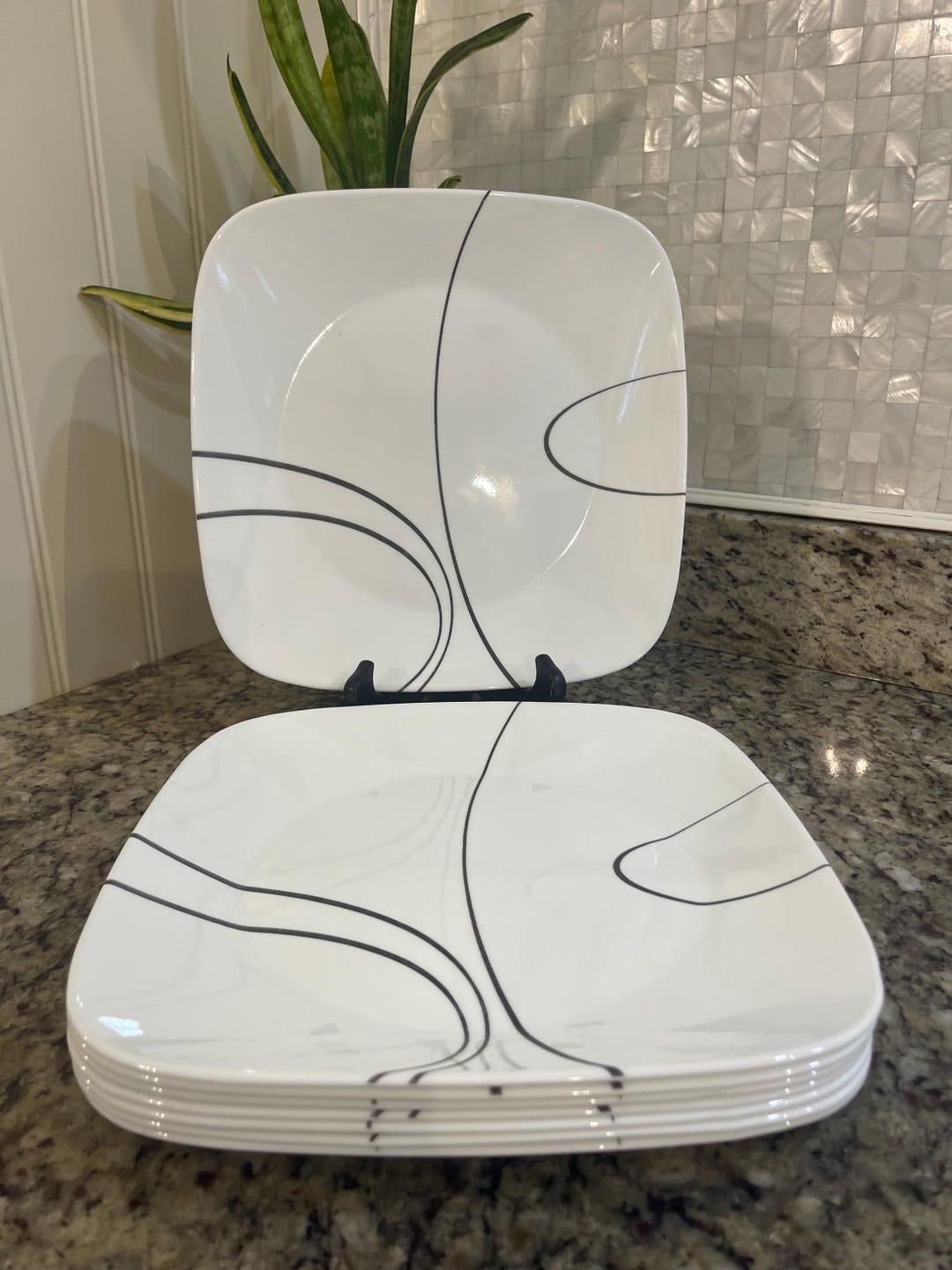 Set of 8 Corning Corelle Simple Lines 10 1/2 Square Dinner Plates - Etsy