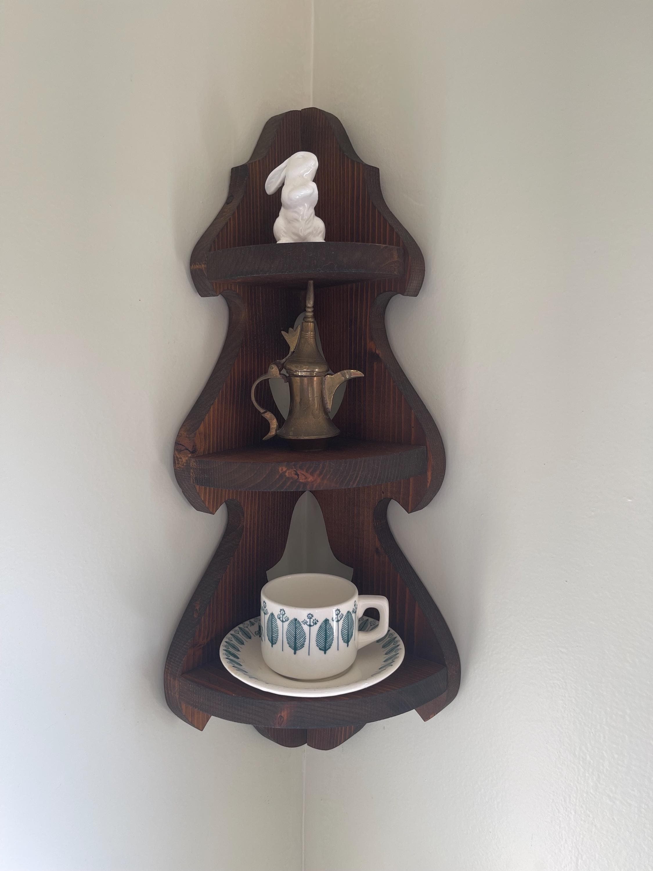 Vintage Country Cottage Style Corner Wall Shelf Farmhouse Primitive 3 ...