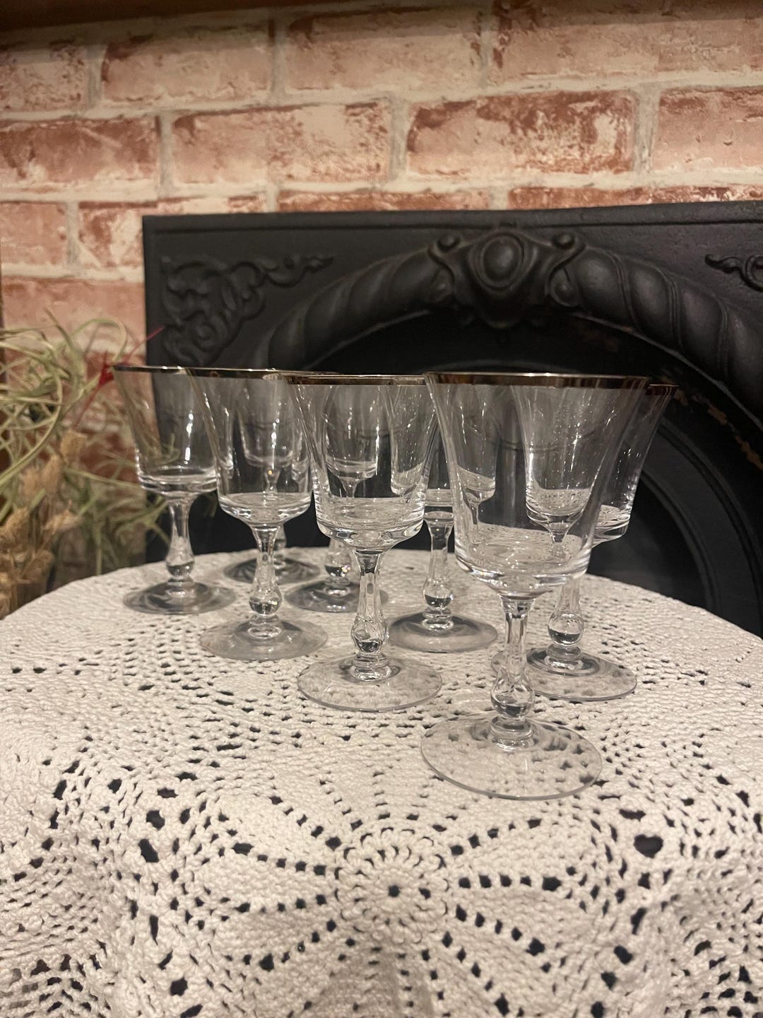8 FOSTORIA SHEFFIELD Glass 5" Wine Goblets-platinum Trim - Etsy