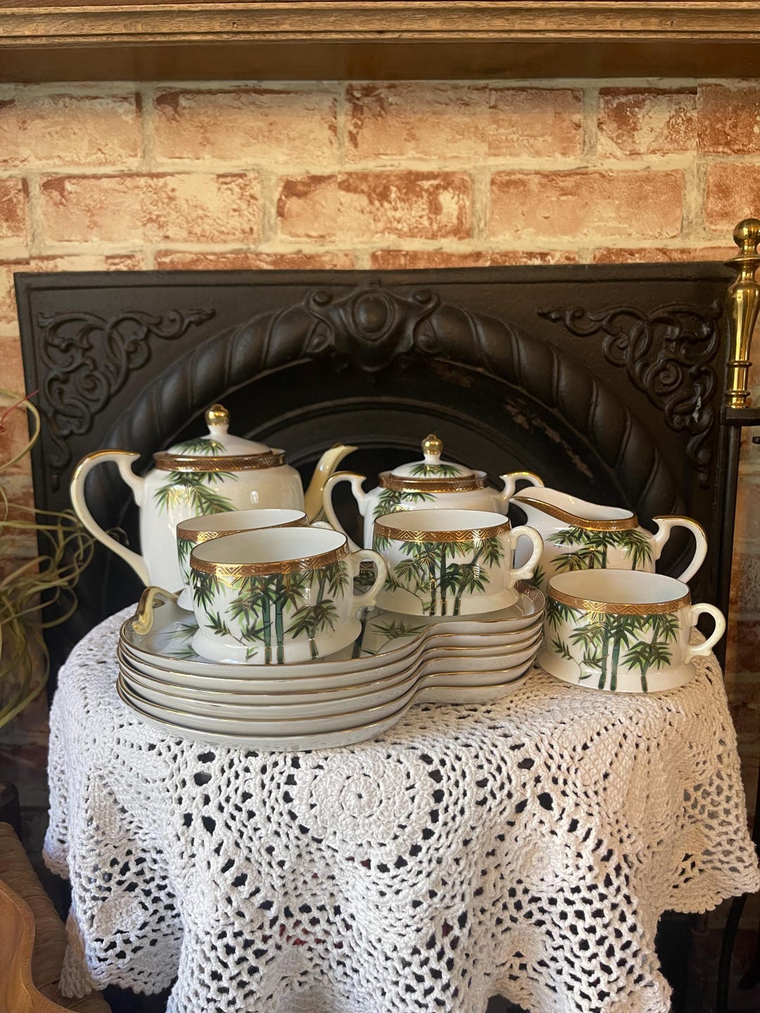 1950s Tea Set Made in Japan 15-pc Hakusan Teapot Sugar Creamer Plates ...