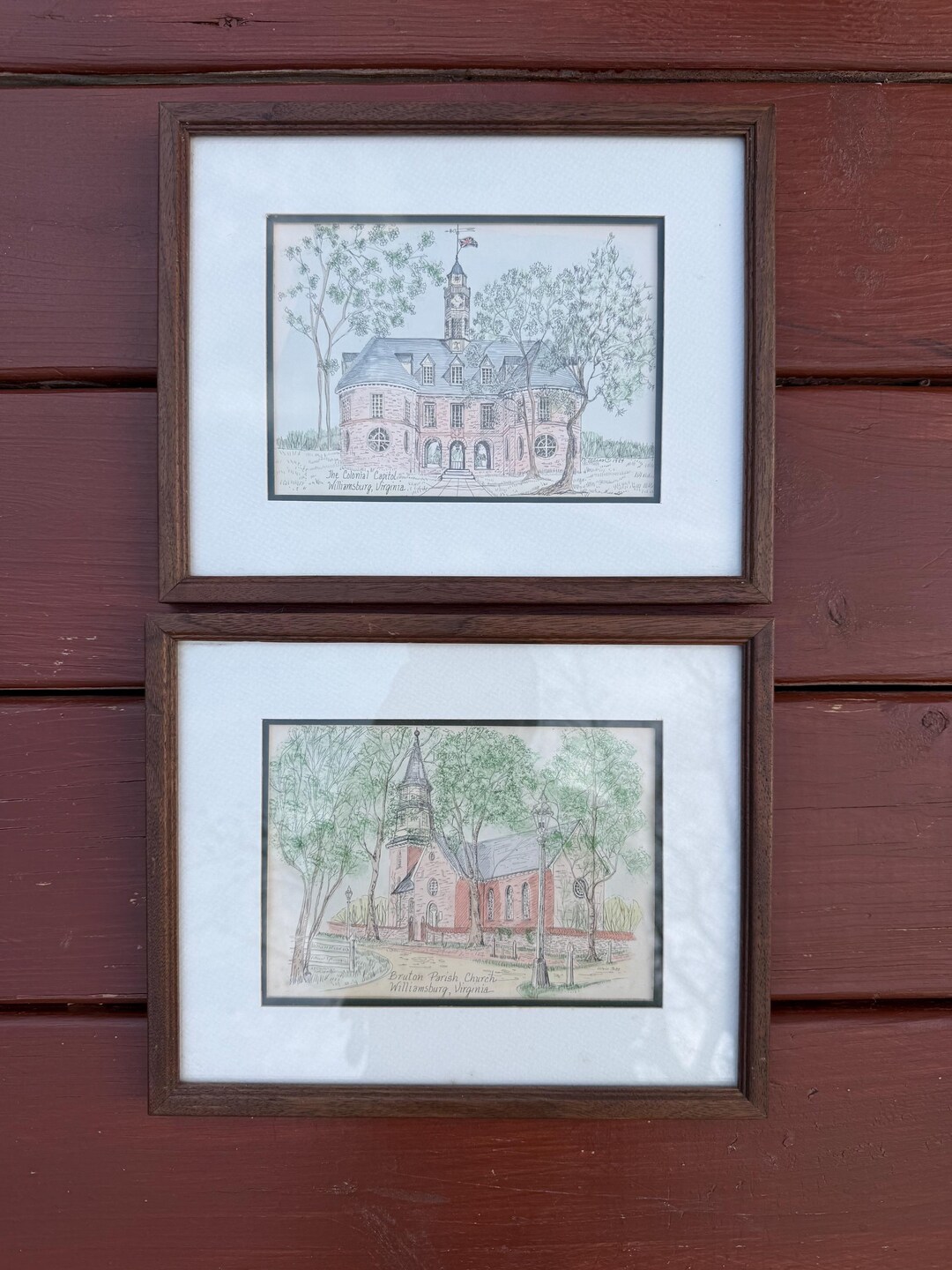 Two Framed Weiss Pencil Drawing 1984 Prints Virginia Historical ...