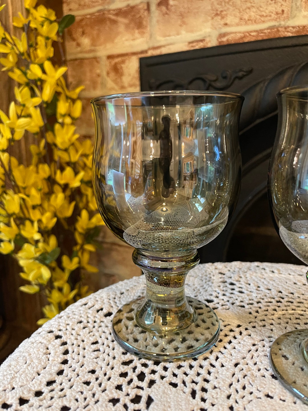 Libbey Splash Pattern Irridescent Smoke Goblets Wine Glasses 10oz Set of 5 Cups Smoked Glass - Etsy