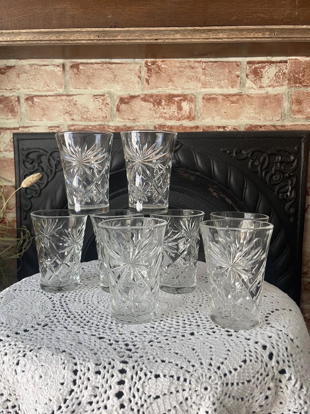 Set of 8 Anchor Hocking Oatmeal Atomic Starburst Prescut EAPC Drinking ...