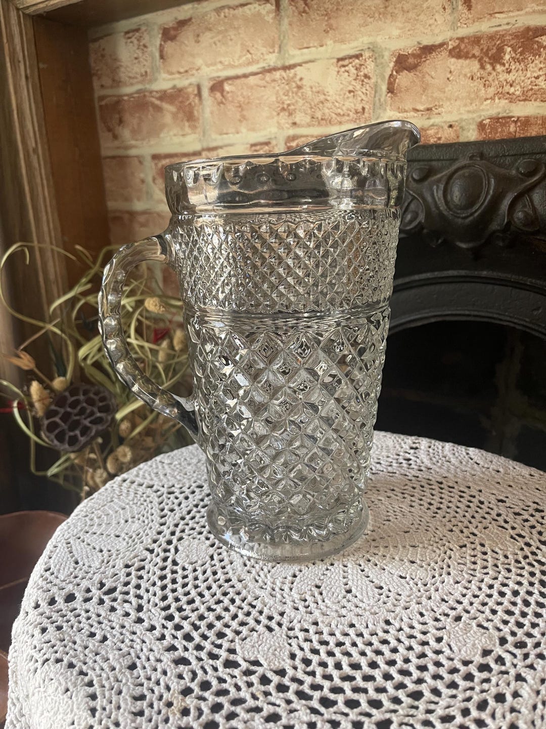 Anchor Hocking Wexford Pitcher Made in USA 9.75" Tall - Etsy