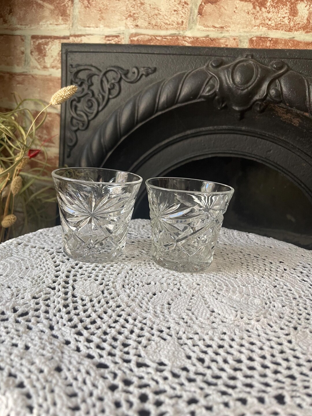 Pair of Anchor Hocking Prescut Oatmeal Old Fashion Glasses - Etsy