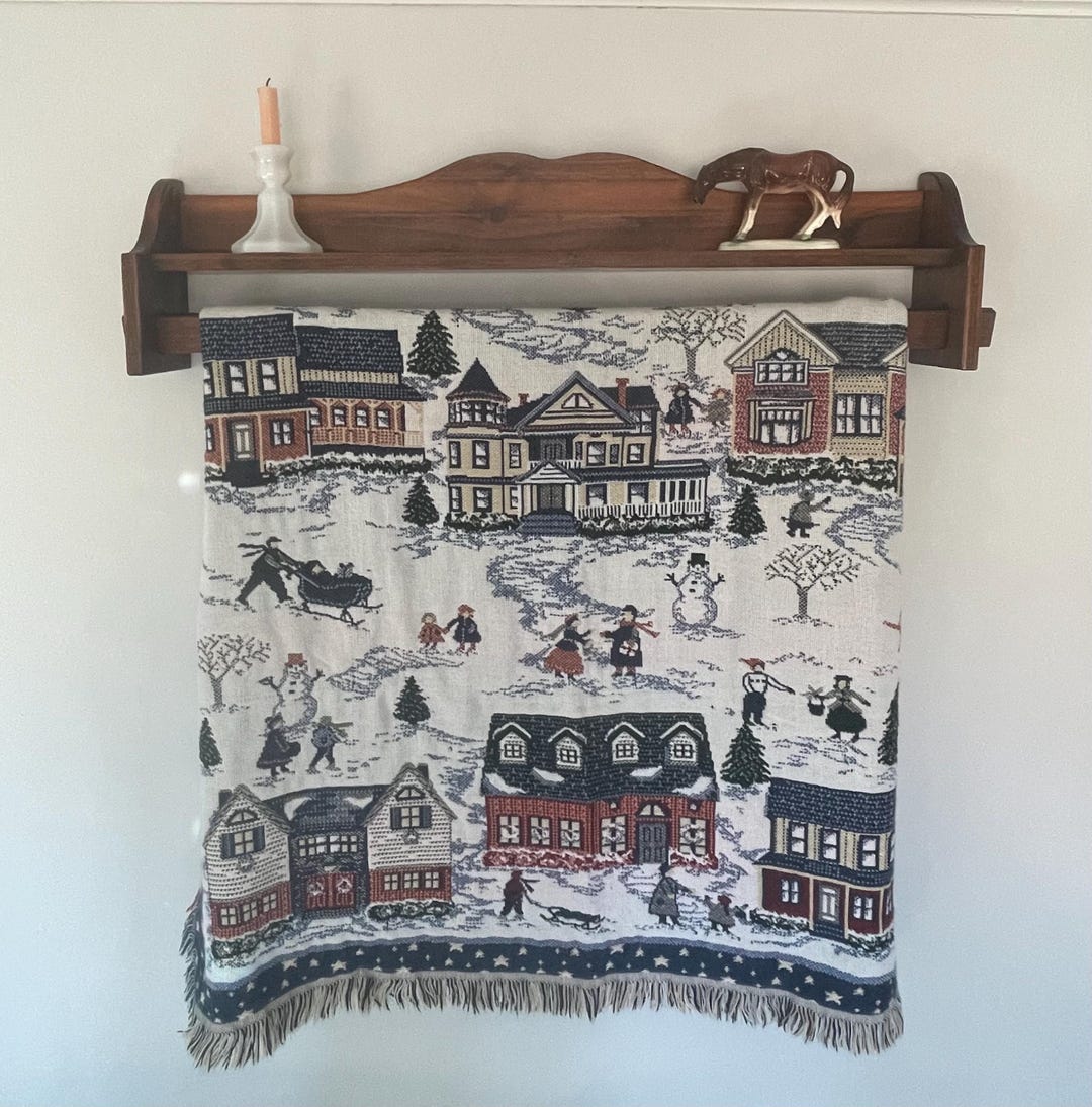 Vintage Rustic Country Wood Wall Shelf Quilt Rack With Hanging Bar - Etsy