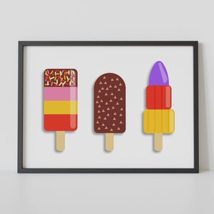 Ice Lolly Print for Kitchen, Summer Vibes Print, Minimalist Food Wall ...
