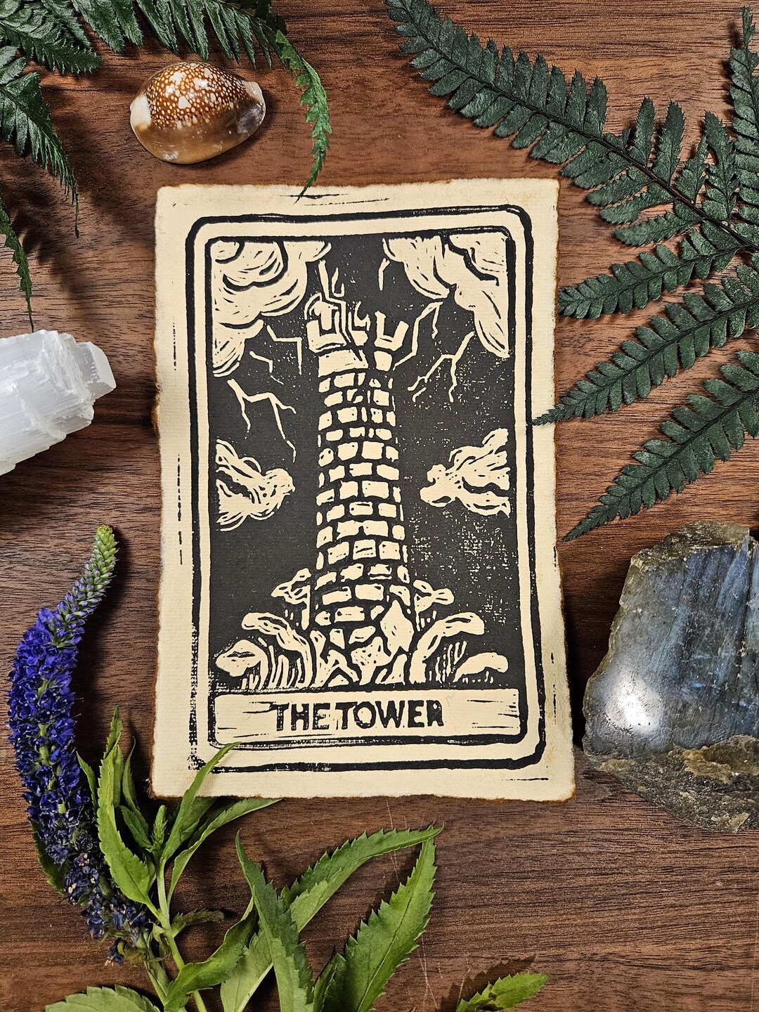 The Tower Block Print Tarot Artwork - Hand-carved, 4"x6" - Etsy