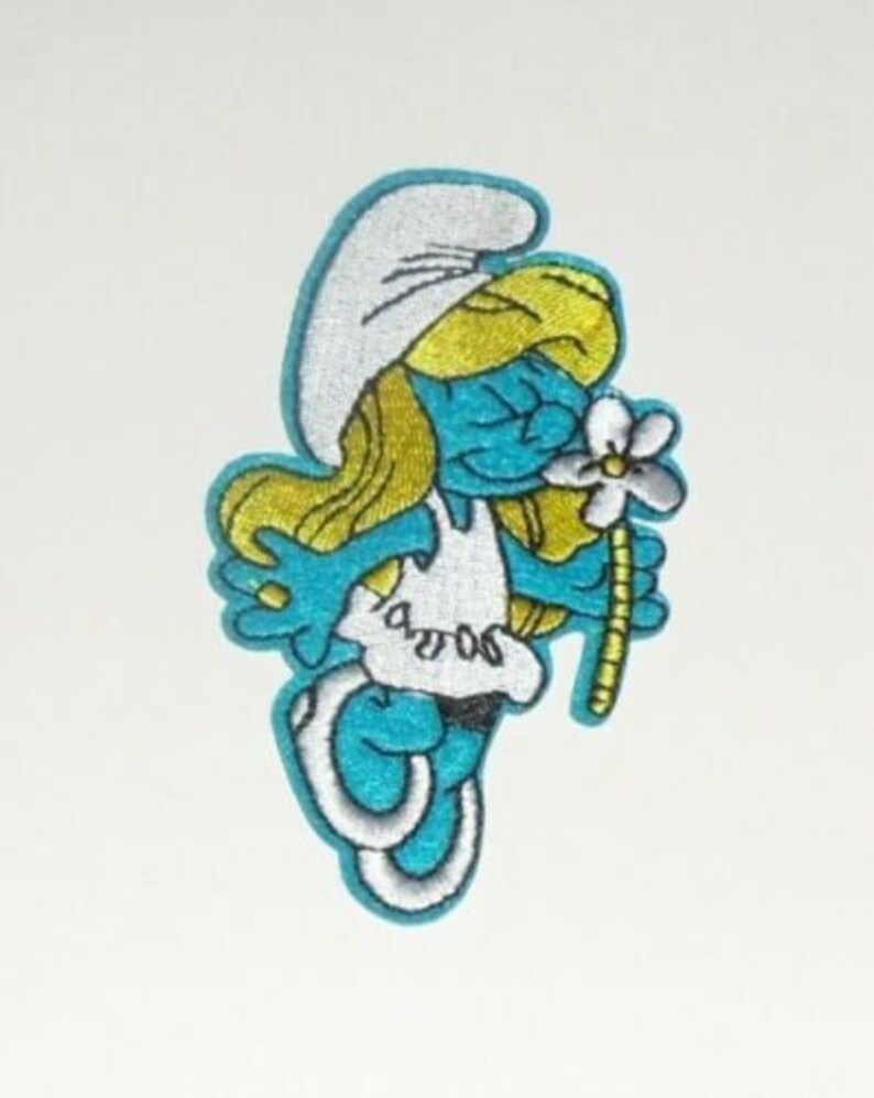 SMURF'S SMURFETTE & Flower Embroidered Iron on Patch 3 - Etsy