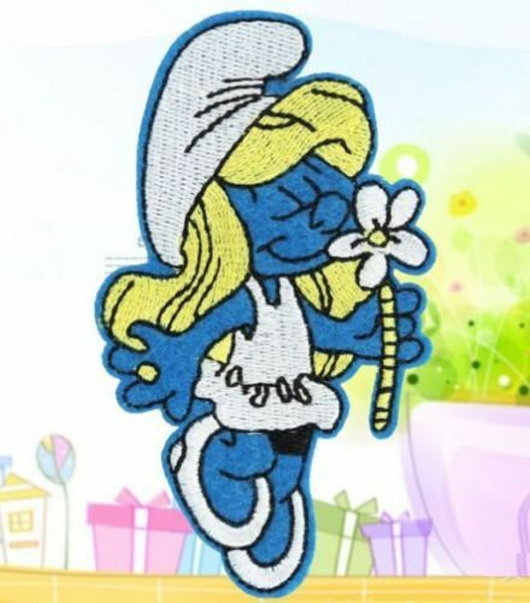 SMURF'S SMURFETTE & Flower Embroidered Iron on Patch 4" - Etsy