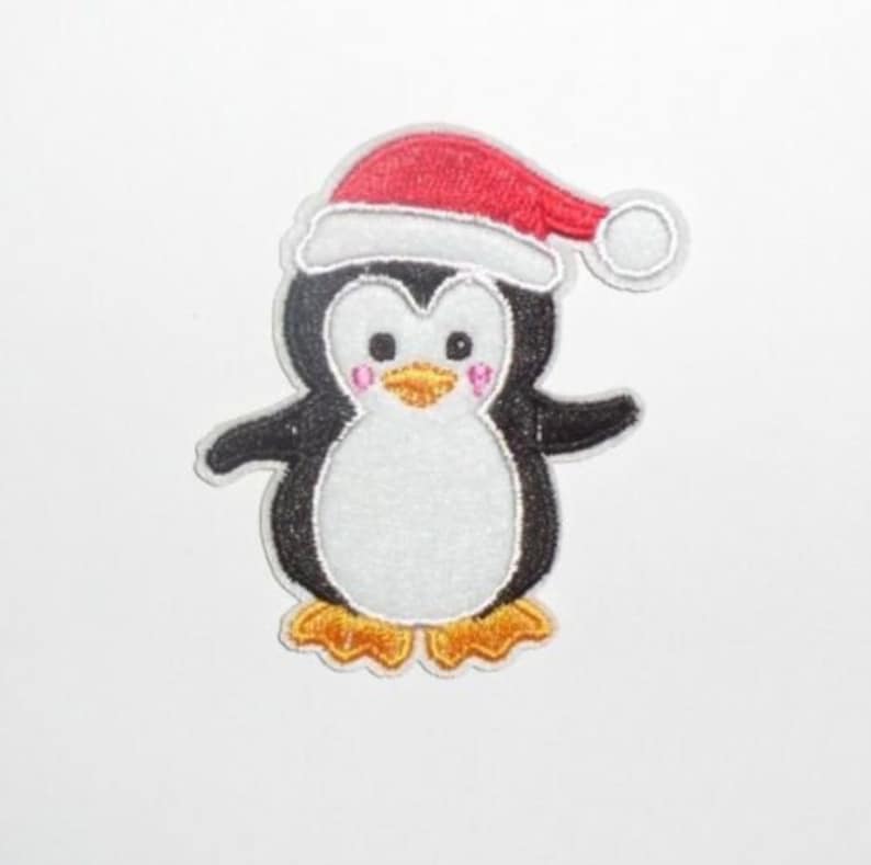 Christmas PENGUIN Embroidered Iron-on Patch NEW 3 - Etsy