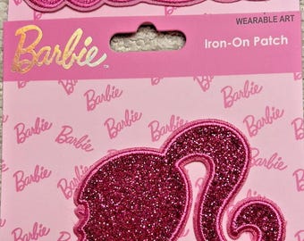 IRON ON Patch-barbie Logo Inspired-iron on Patches-glitter-embroidered ...
