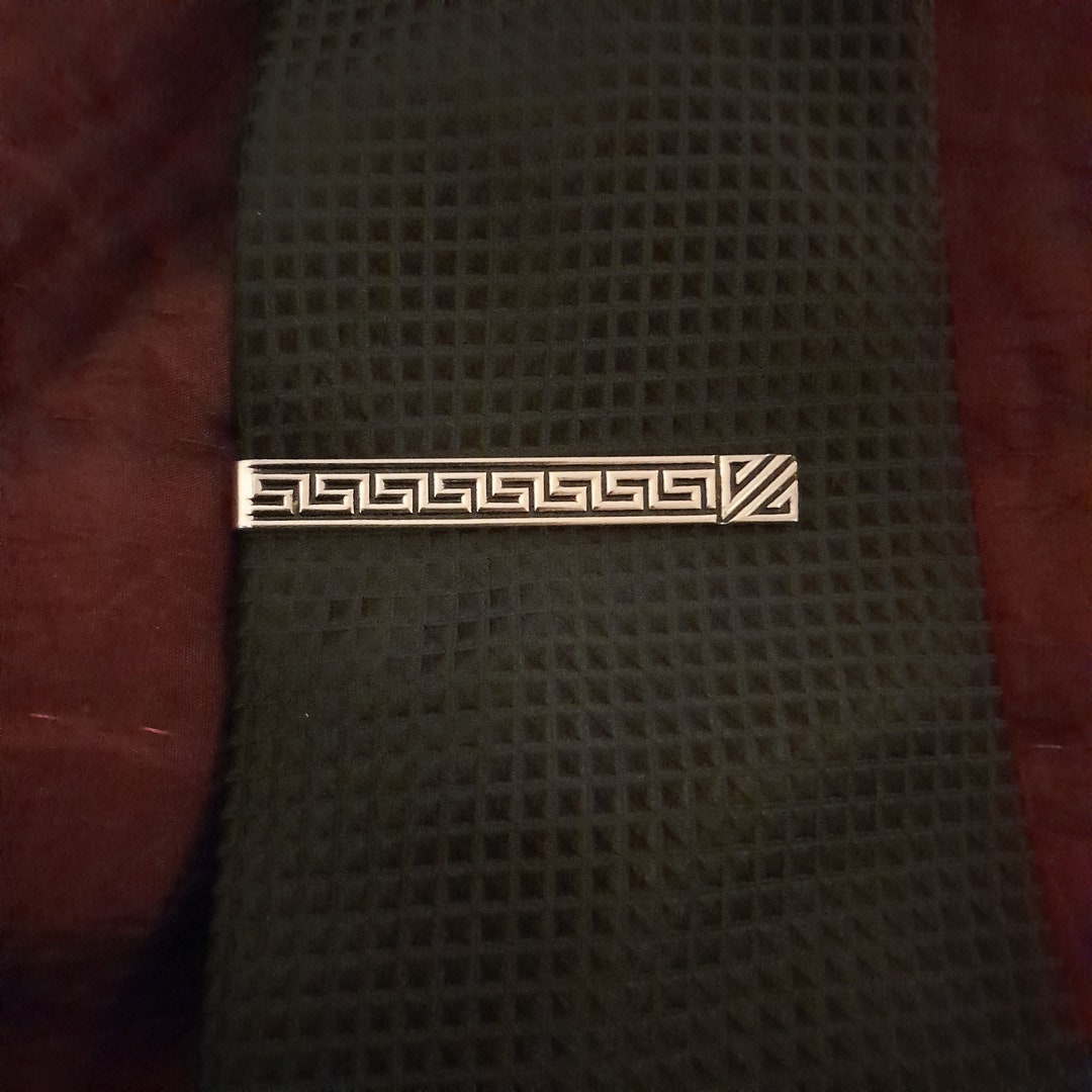 Vintage Swank Brand Greek Key Classical Tie Bar in Black and Gold ...