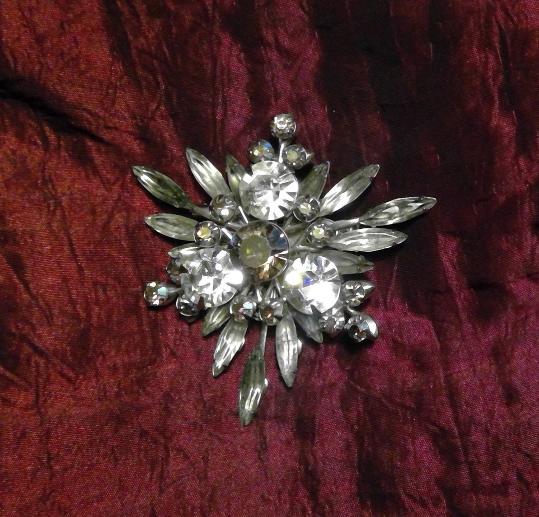 Vintage Starburst: Authentic 1950s Pin With Faceted Gunmetal & Diamond ...